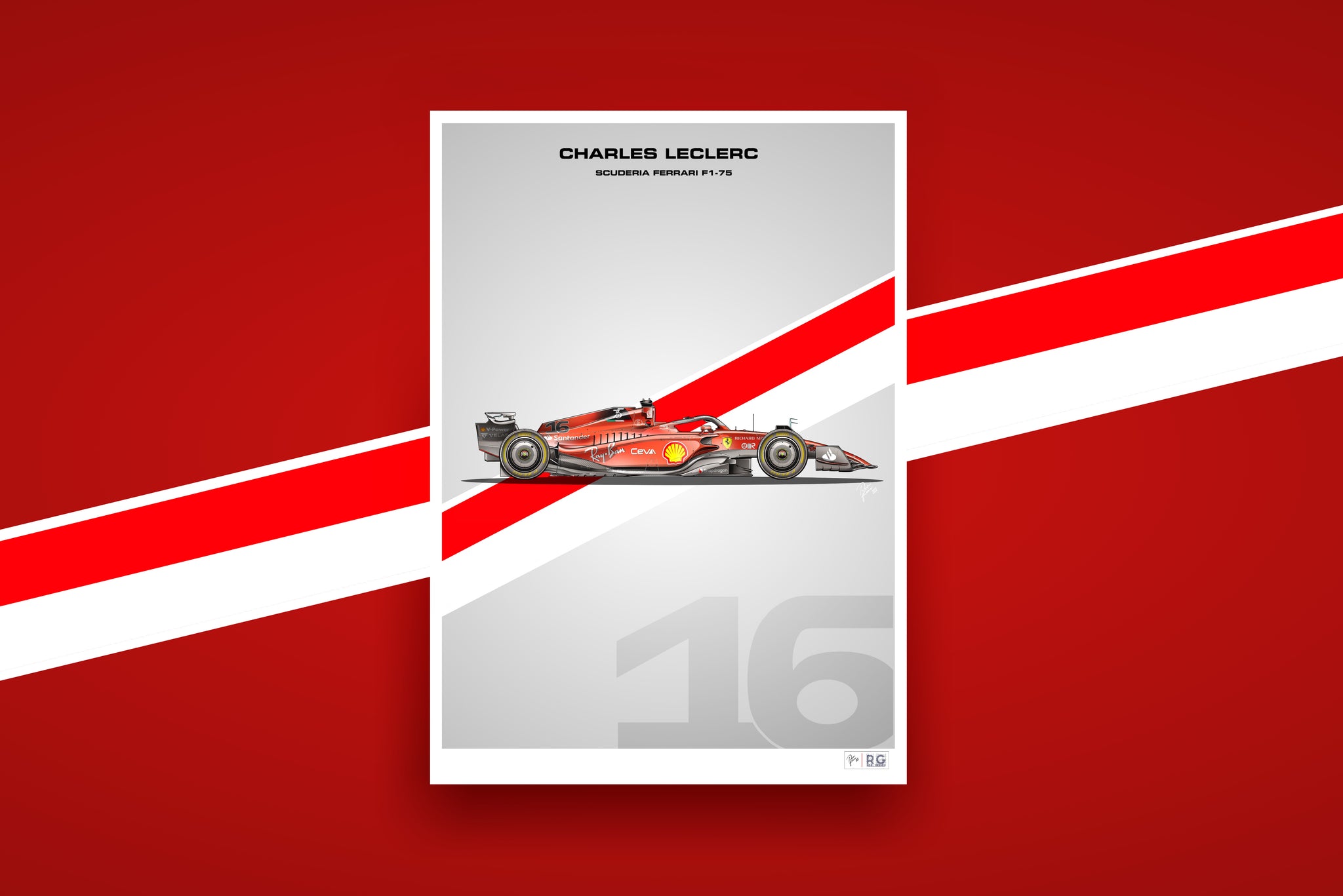 Ferrari F1-75 Charles Leclerc Poster - A2/A3 – Rosario Giuliana Design