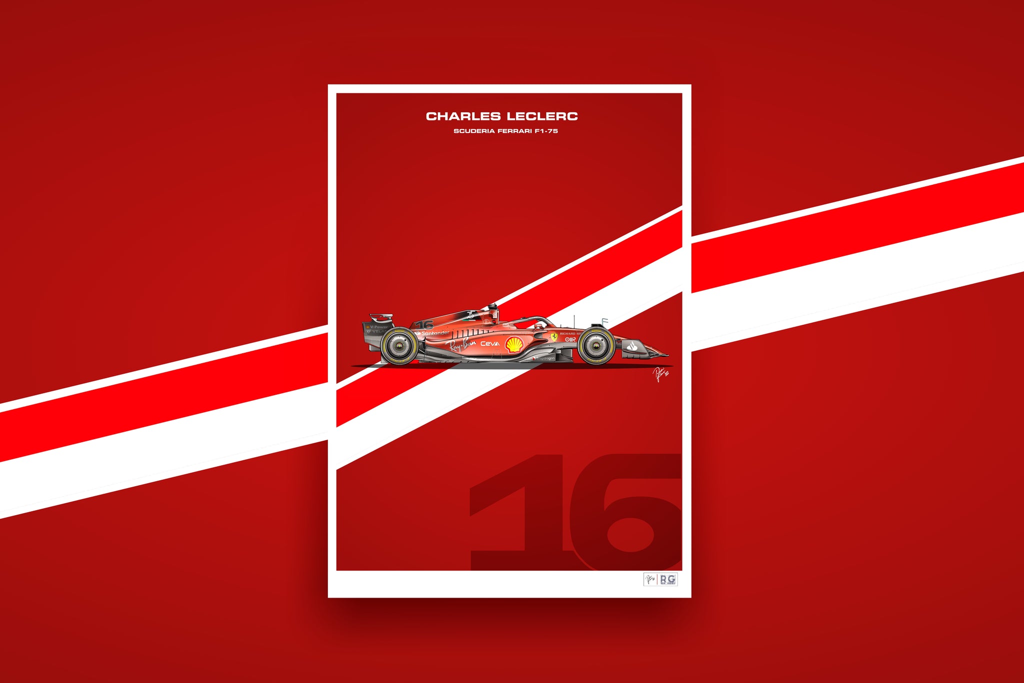Ferrari F1-75 Charles Leclerc Poster - A2/A3 – Rosario Giuliana Design